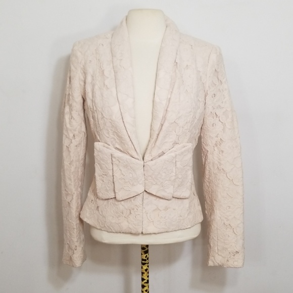 H&M | Jackets & Coats | Hm Cream Lace Bow Front Blazer | Poshmark
